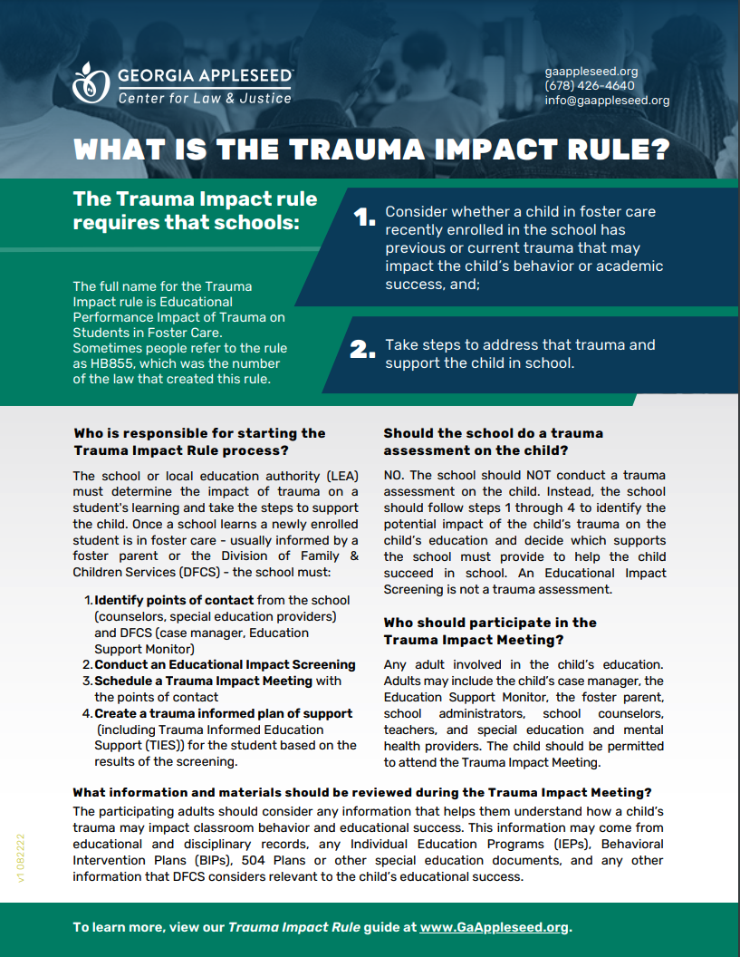 Trauma Impact Rule Summary - Georgia Appleseed Center for Law & Justice