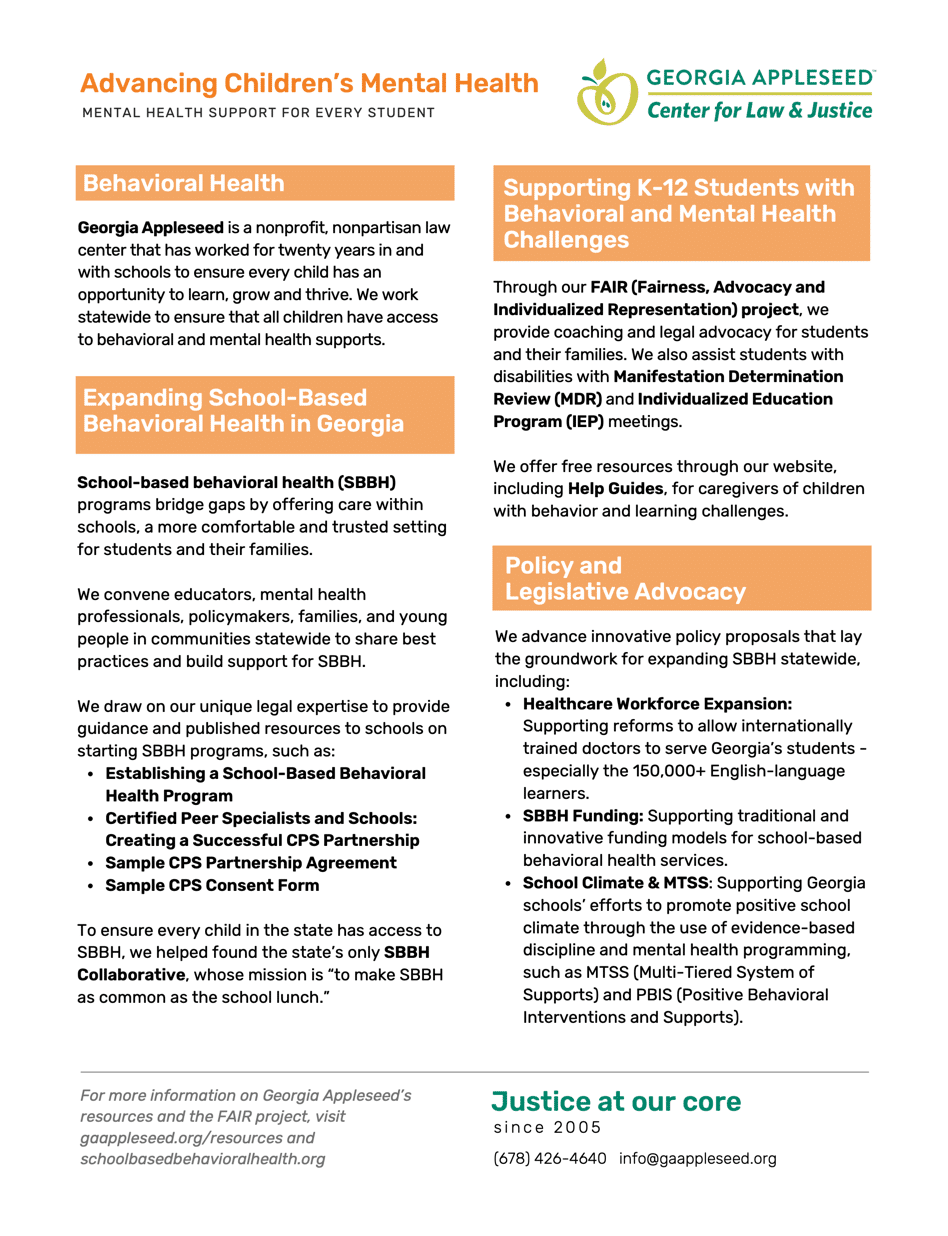 Behavioral Health Overview - Georgia Appleseed Center for Law & Justice
